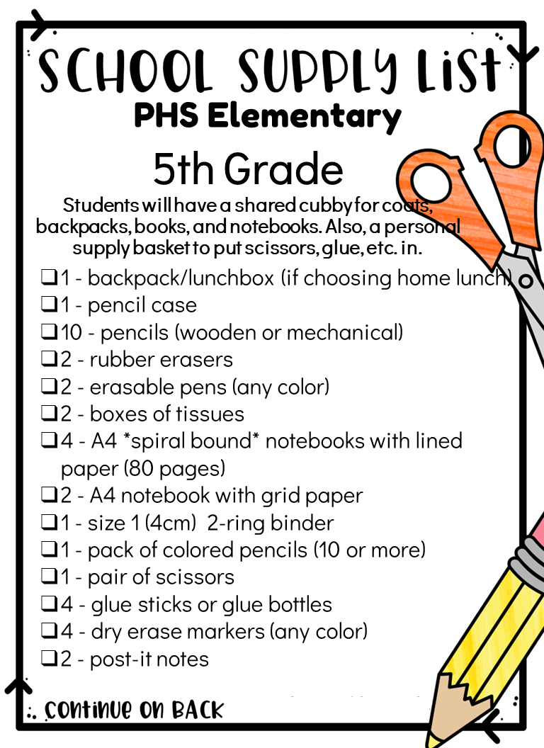 School Supply List 2024-2025