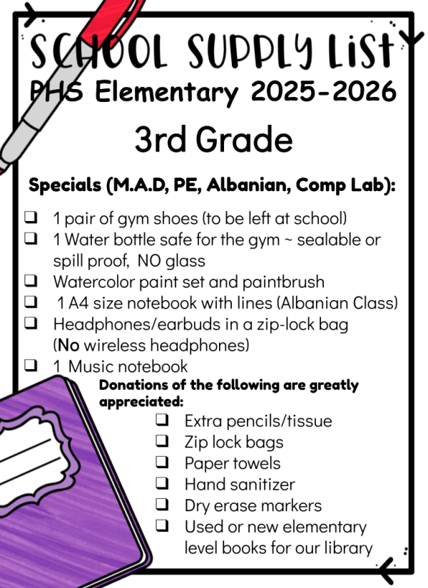 School Supply List 2025-2026