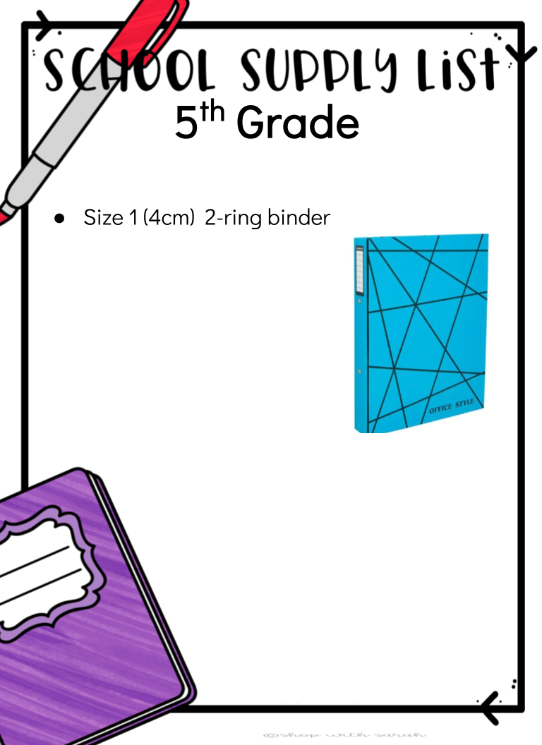 School Supply List 2025-2026