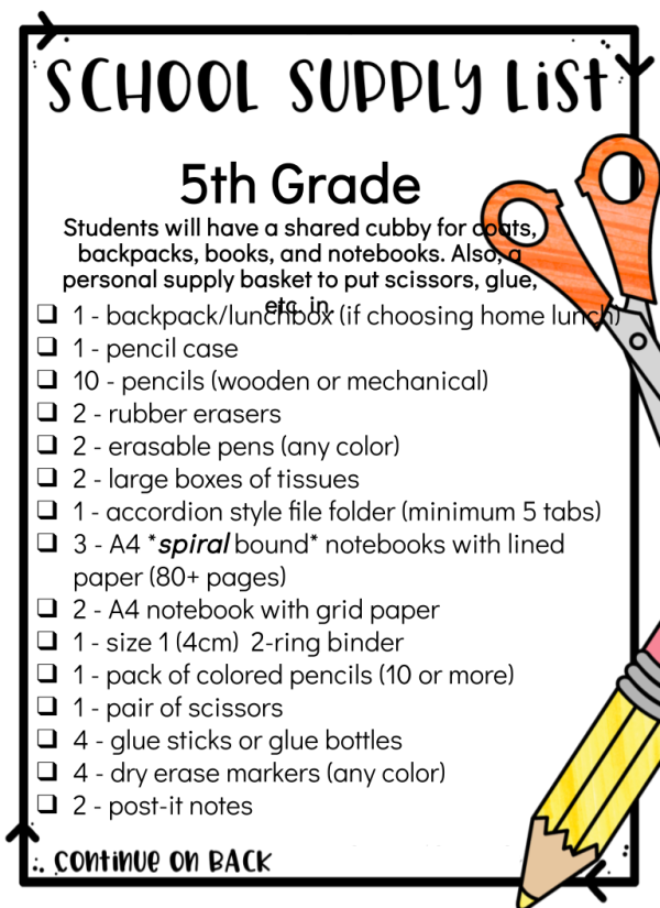School Supply List 2025-2026